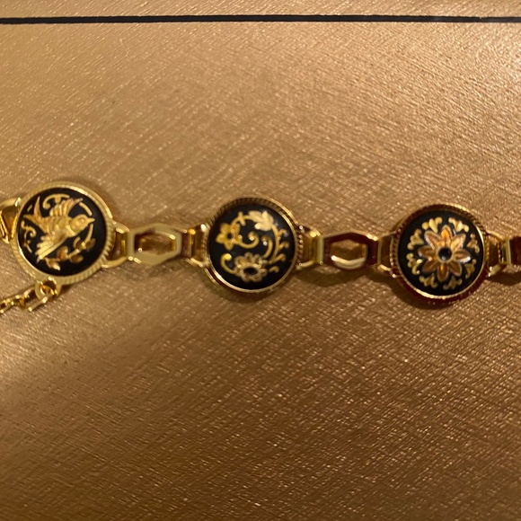 Amita | Jewelry | Vintage Amita Damascene Japanese Bird Flower Bracelet ...